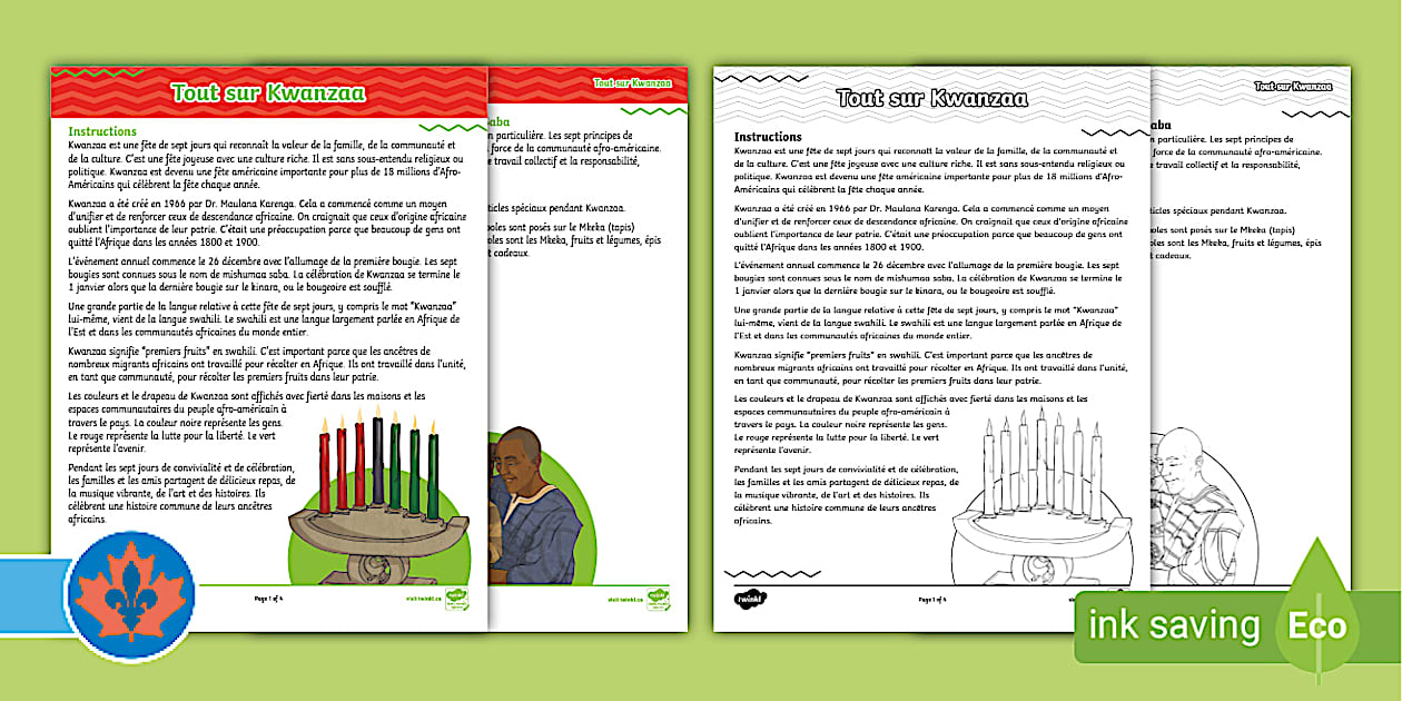 All About Kwanzaa Intermediate Reading Comprehension French
