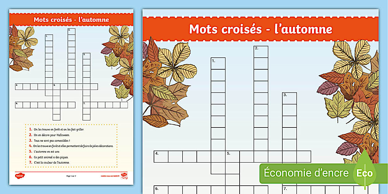Mots mêlés - l'automne (professor feito) - Twinkl