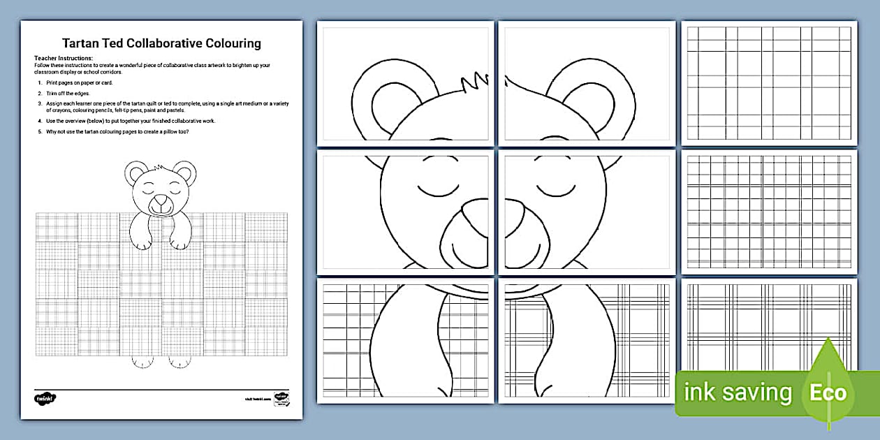 Tartan Ted Collaborative Colouring Activity Pack - Twinkl