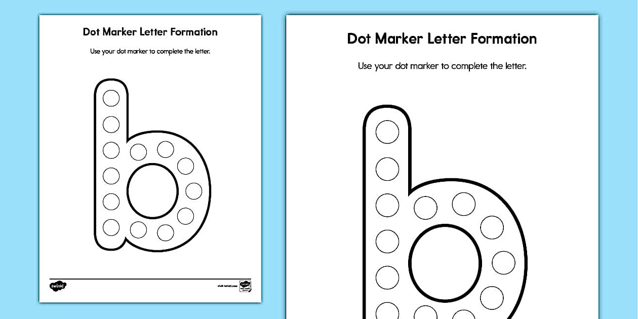Lowercase Letter b: Dot Marker Letter Formation Worksheet