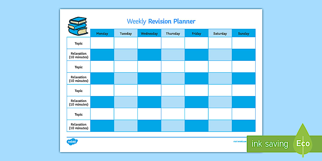 Editable Weekly Revision Timetable (Hecho por educadores)
