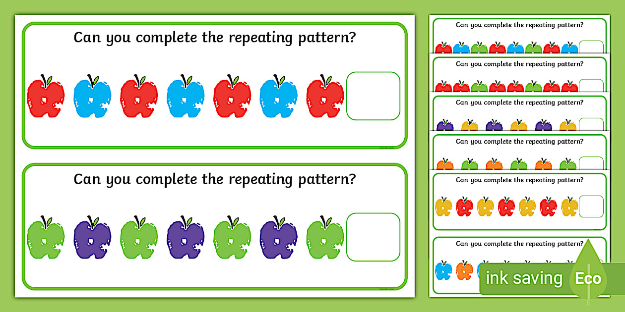 👉 Apple Printing Repeating Pattern Activity Cards - Twinkl