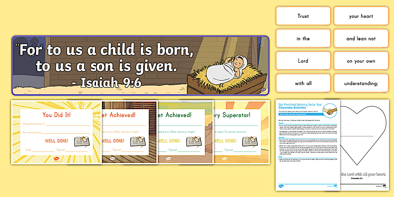 Proverbs 3:5 Memory Verse Teaching Pack (teacher made)