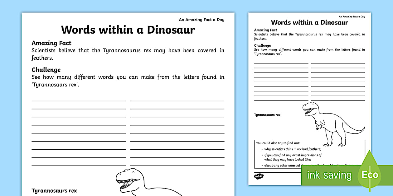 Editable Words within a Dinosaur Worksheet (teacher made)