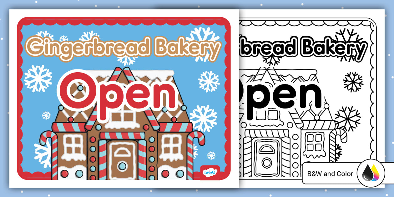 Gingerbread Bakery Dramatic Play Open Sign (Teacher-Made)