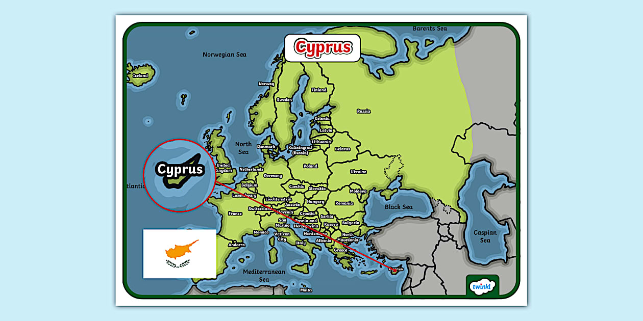 Cyprus Country Map Display Poster (teacher made) - Twinkl