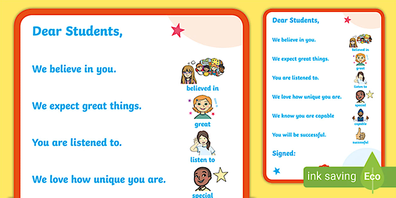 Dear Students Poster - Primary Resources (teacher made)