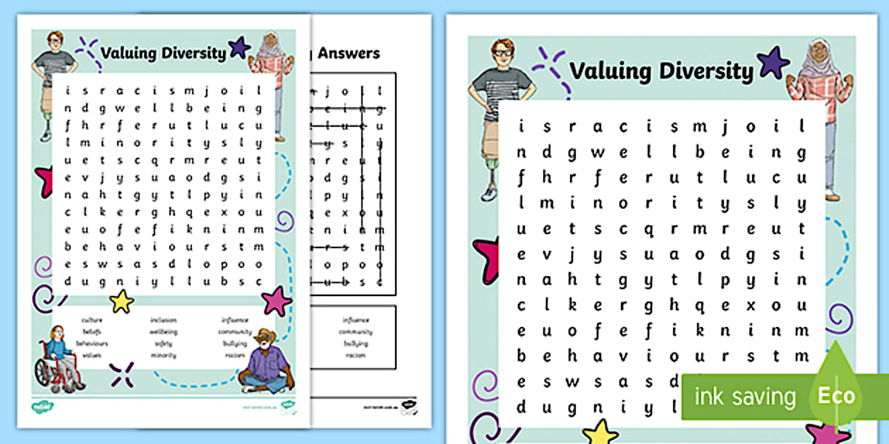 Valuing Diversity Word Search (teacher made) - Twinkl