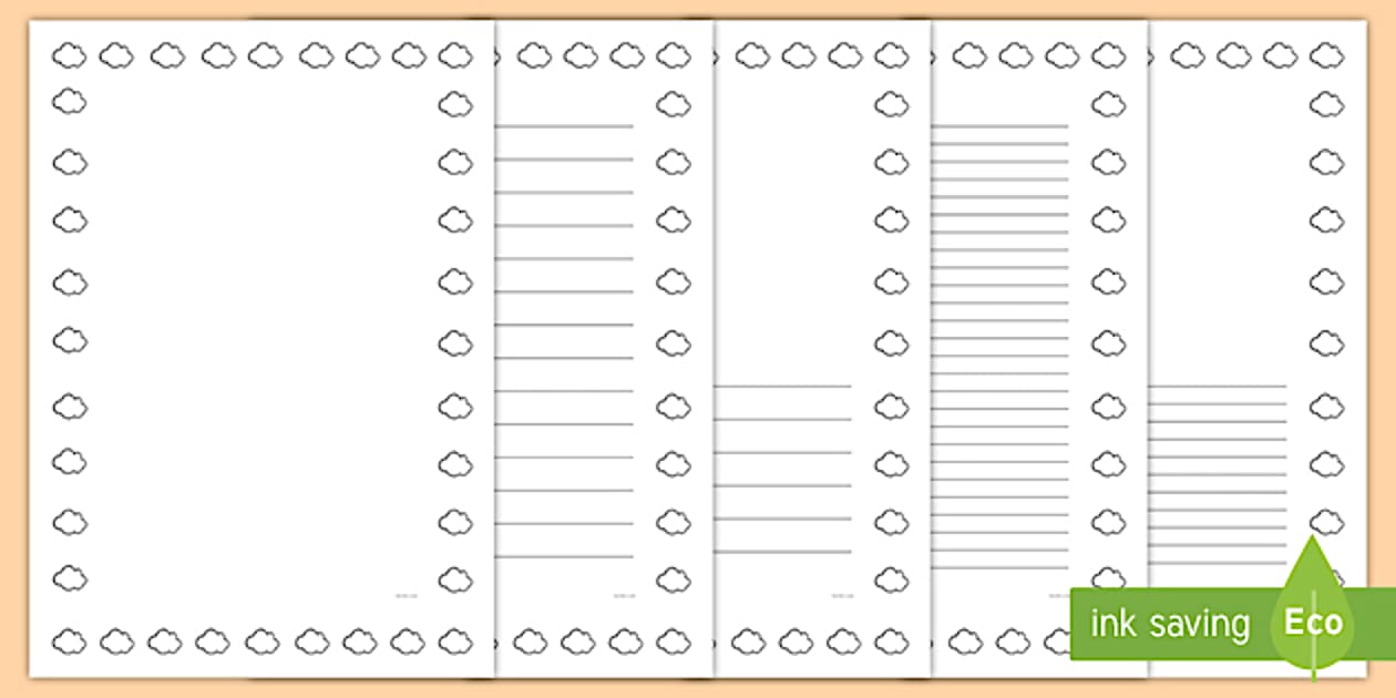 Editable Cloudy Sun Portrait Page Borders (Teacher-Made)
