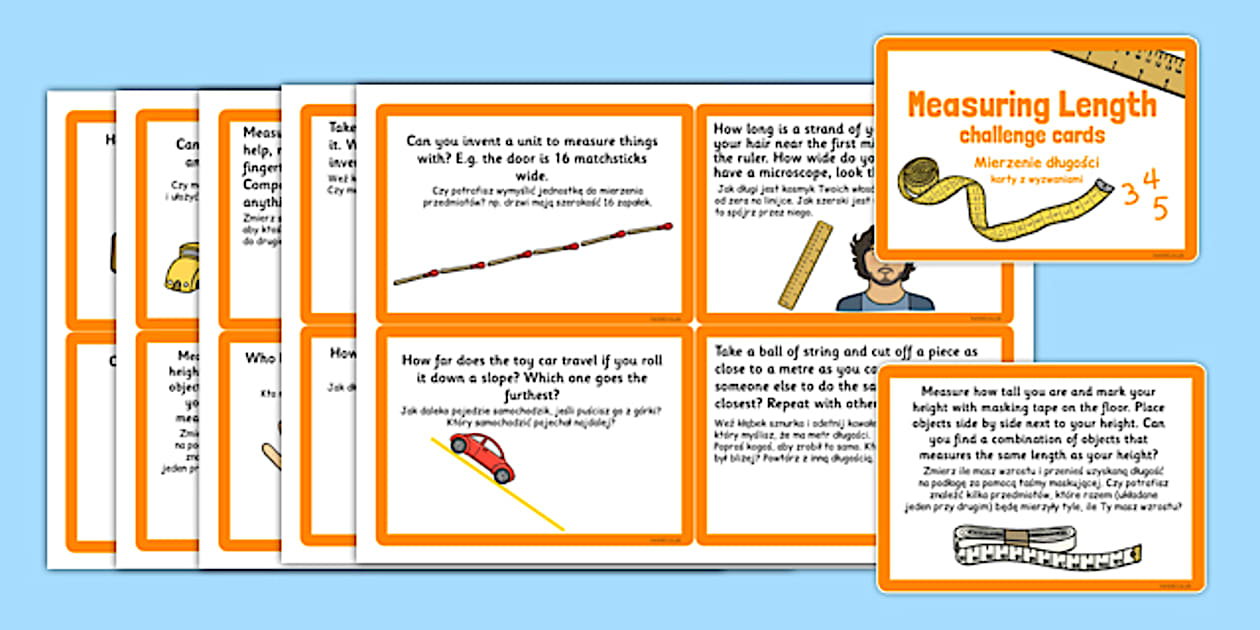Measuring Length Challenge Cards Polish Translation - Twinkl
