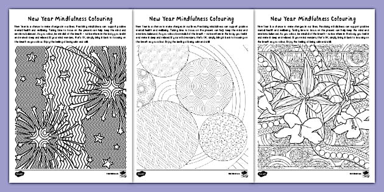 New Year Mindfulness Colouring for Adults | Twinkl - Twinkl