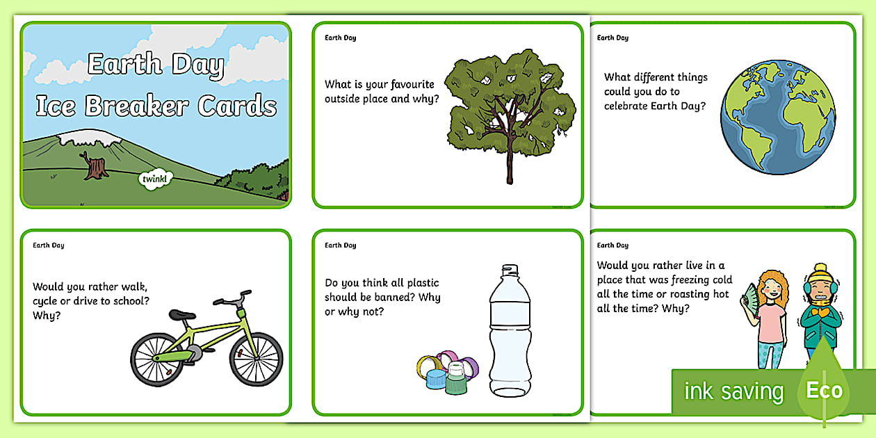 Earth Day: End Plastic Pollution Ice Breaker Cards - Twinkl