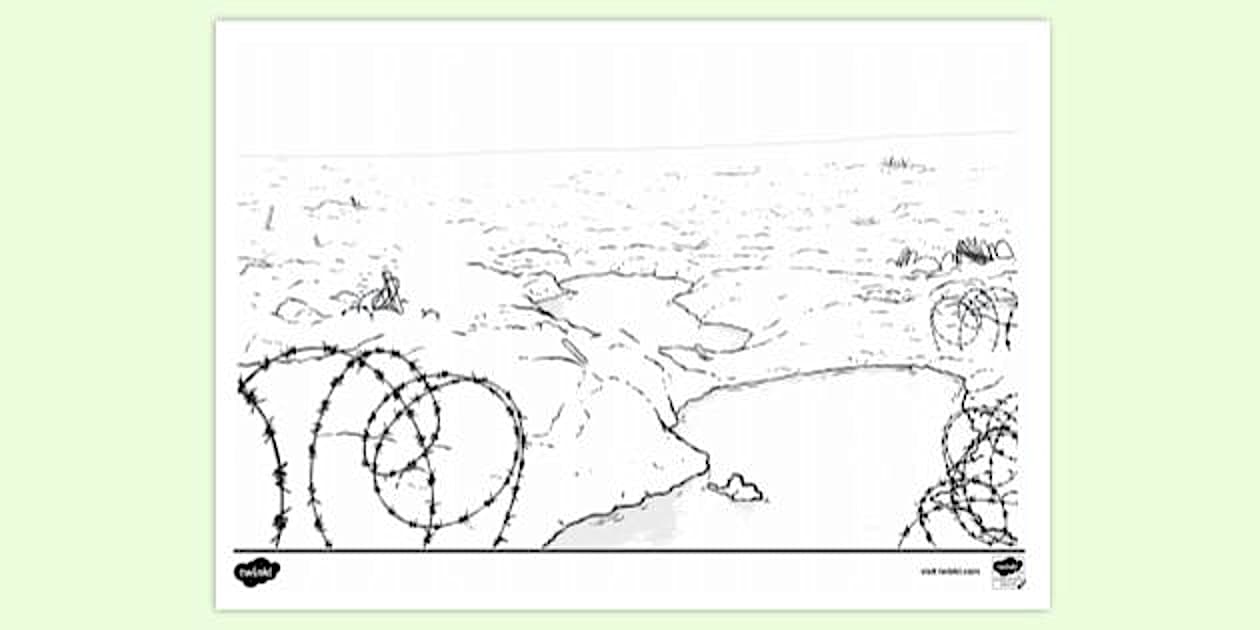 No Mans Land Colouring Sheet | Colouring Sheets - Twinkl