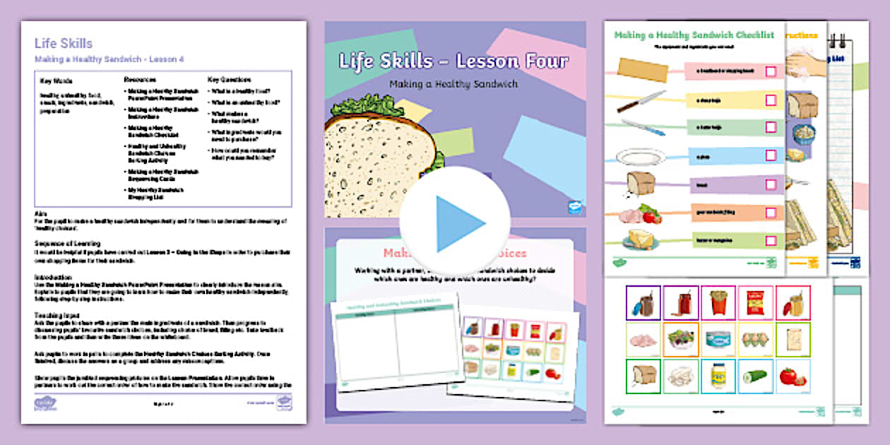 Life Skills Lesson 4 - Making a Healthy Sandwich - Twinkl