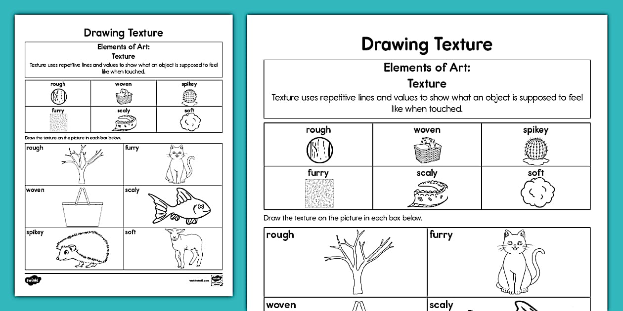 Elements of Art: Drawing Texture Worksheet for K-2nd Grade