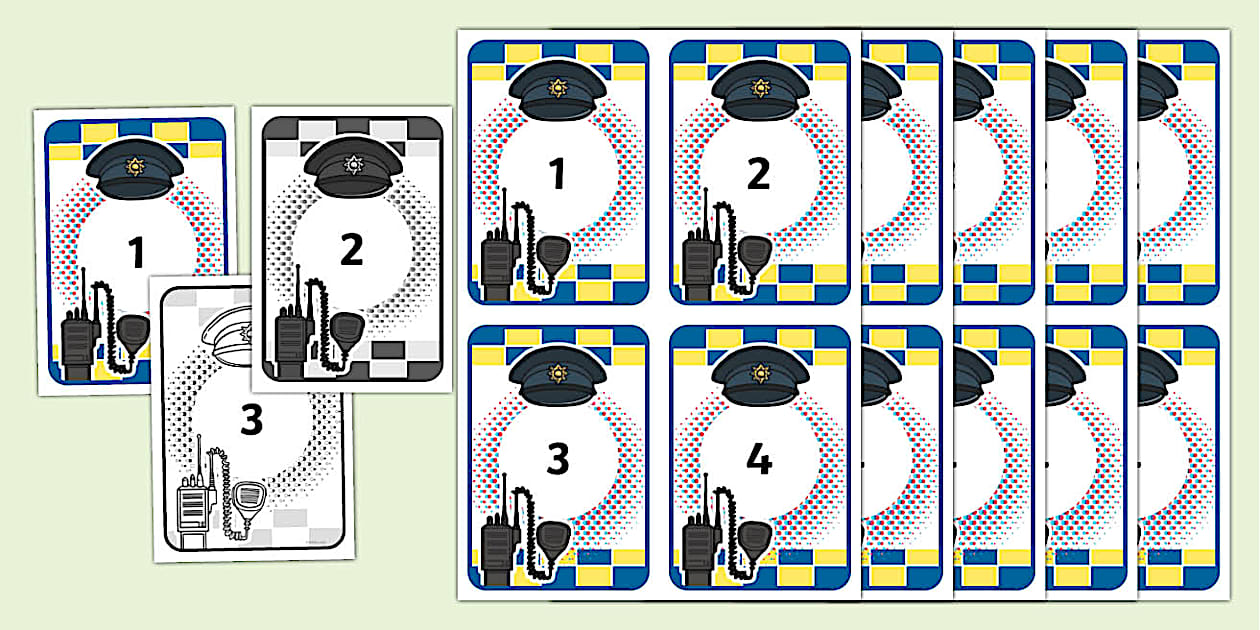Police 1-20 Number Cards (Lehrer gemacht) - Twinkl