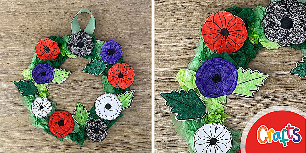Tissue Paper Poppy Wreath