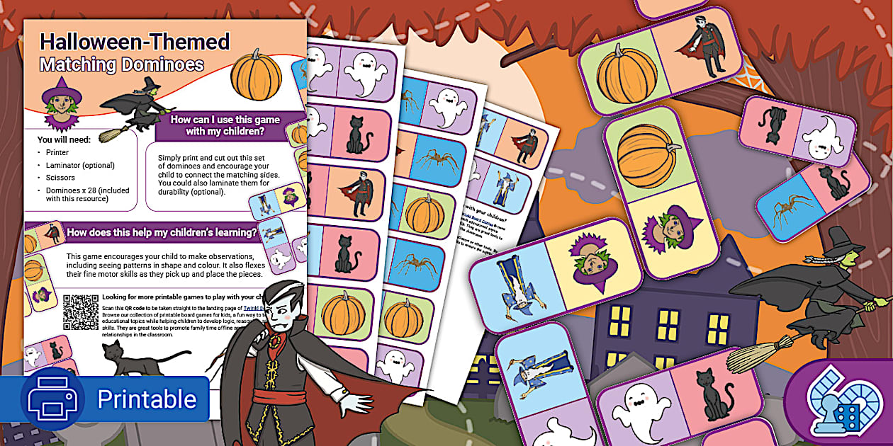 Halloween Matching Dominoes Game - Twinkl Primary Resources