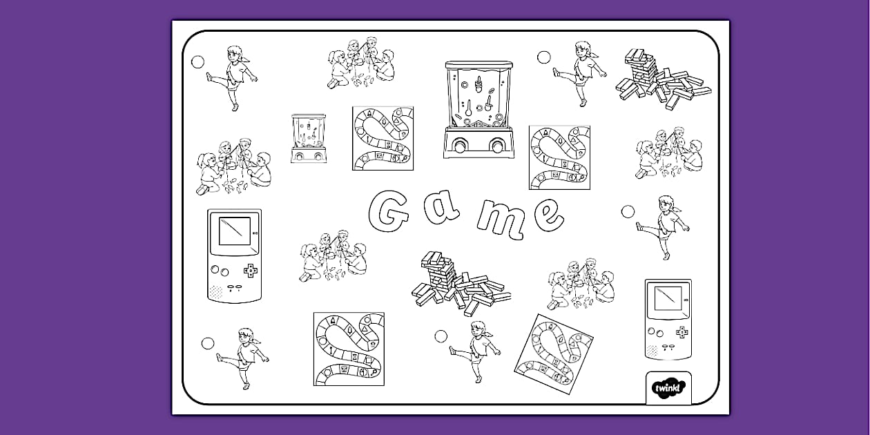 Game Doodle Colouring Page (teacher made) - Twinkl