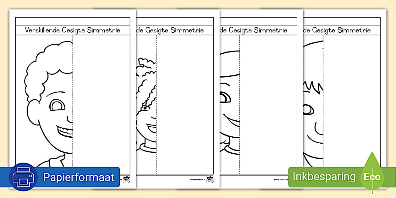 Verskillende Gesigte Simmetrie Aktiwiteite (teacher made)