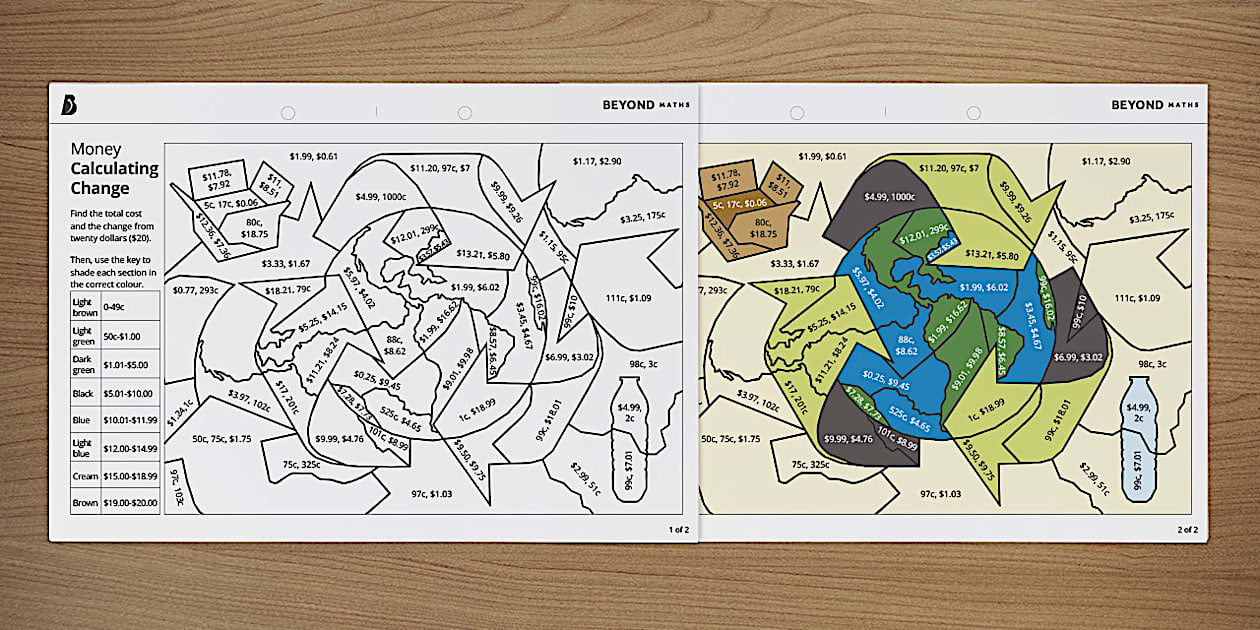 Calculating Change Colour by Number (teacher made) - Twinkl