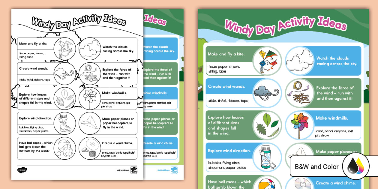 Outdoor Learning: Windy Day Worksheet Ideas (teacher made)