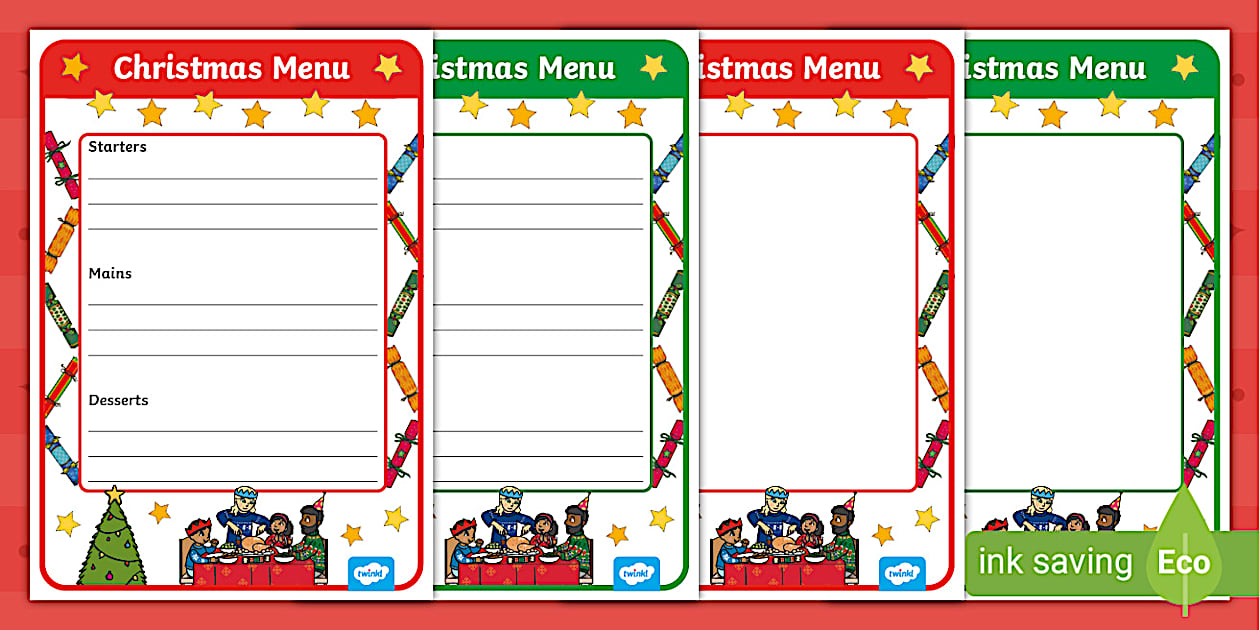 Christmas Menu Template (Hecho por educadores) - Twinkl