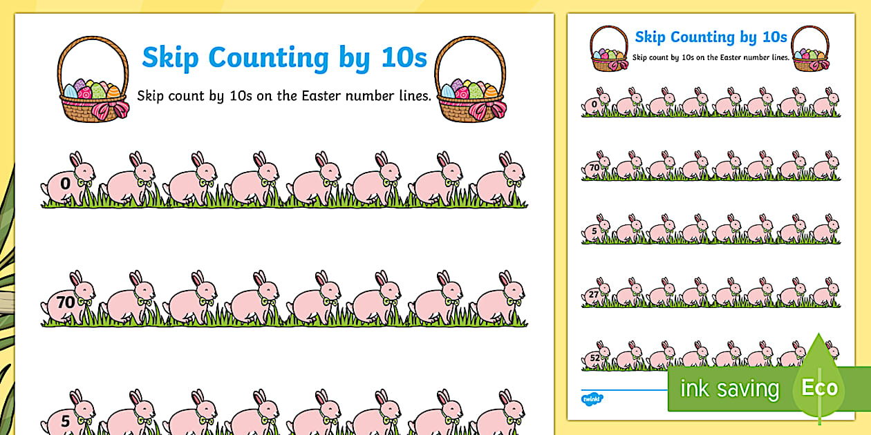 Easter Skip Counting by 10s Worksheet (Teacher-Made)