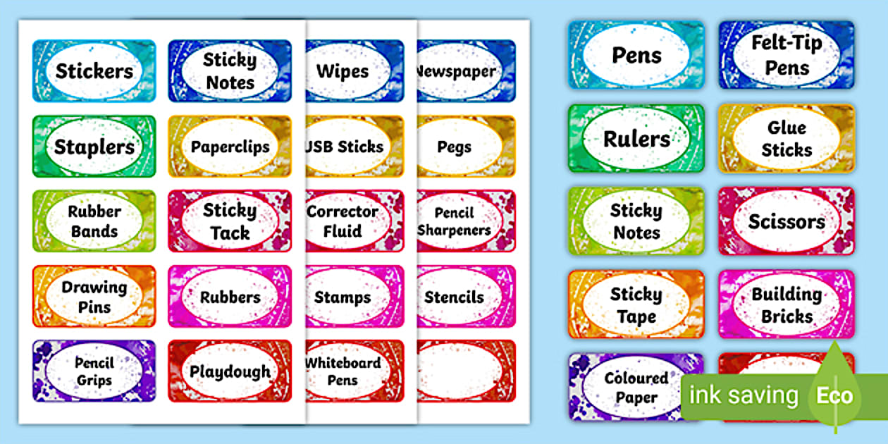 Watercolours Drawer Peg Labels (teacher made) - Twinkl