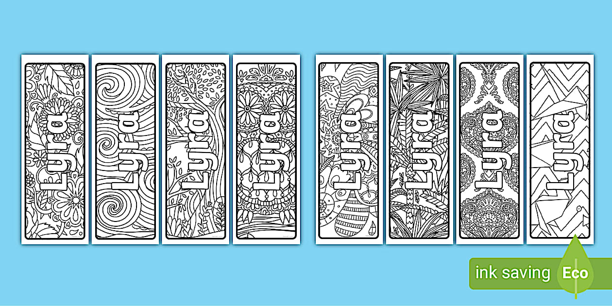 Lyra Mindfulness Name Colouring Bookmarks (teacher made)