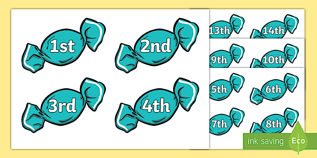 Editable Ordinal Numbers Dates On Lollies Cut-Outs - Twinkl
