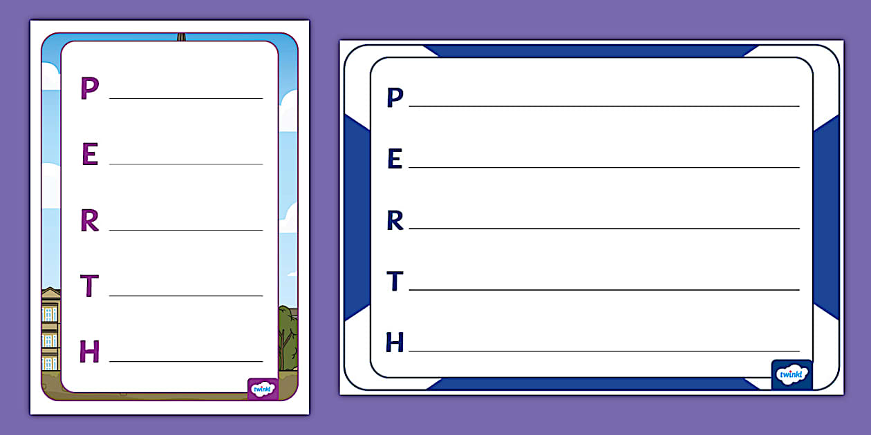 Perth Acrostic Poem Activity Sheet (teacher made) - Twinkl