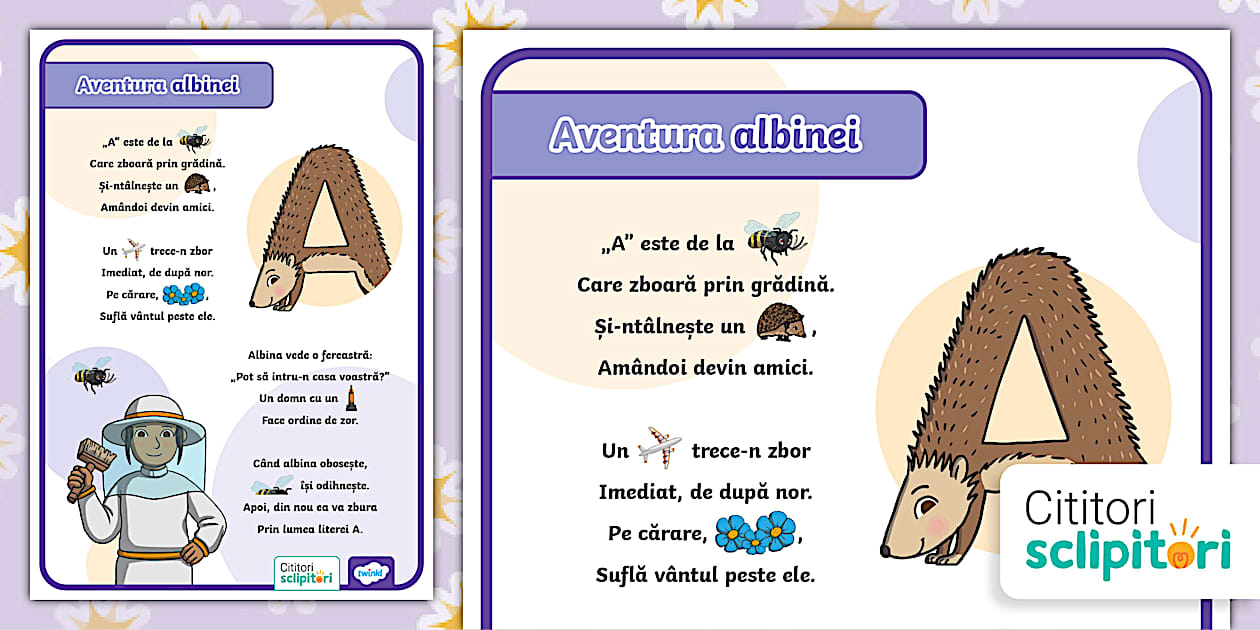 Litera A: Aventura albinei – Poezie ilustrată - Twinkl