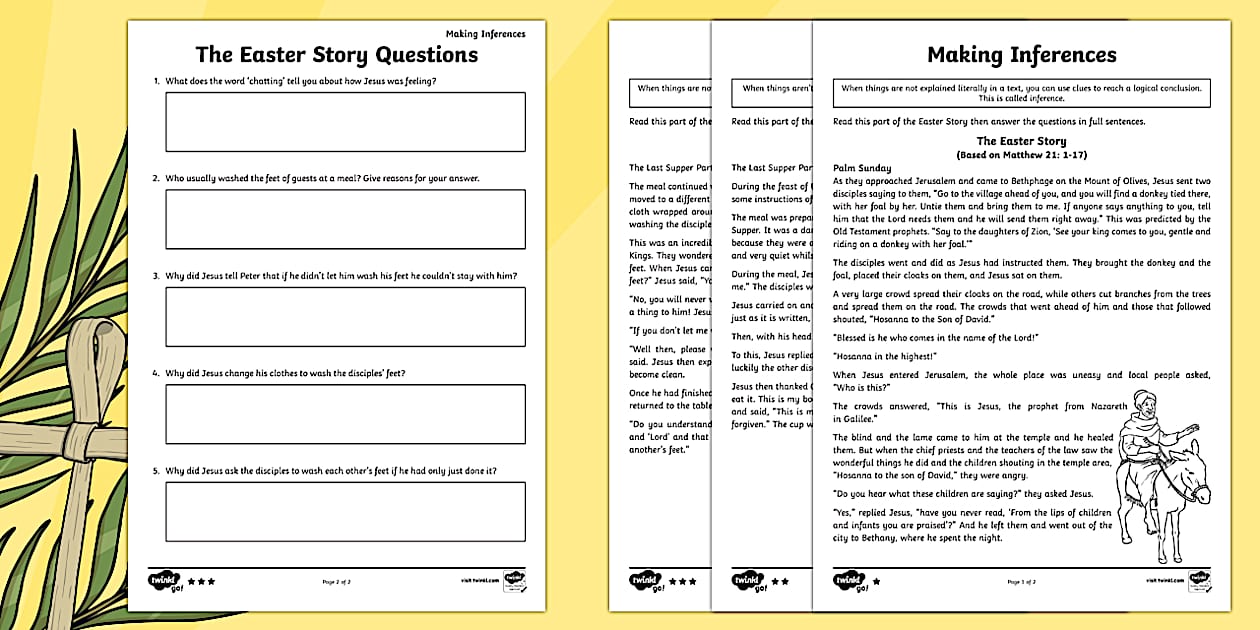 Easter Story Inference Differentiated Go Respond Worksheets