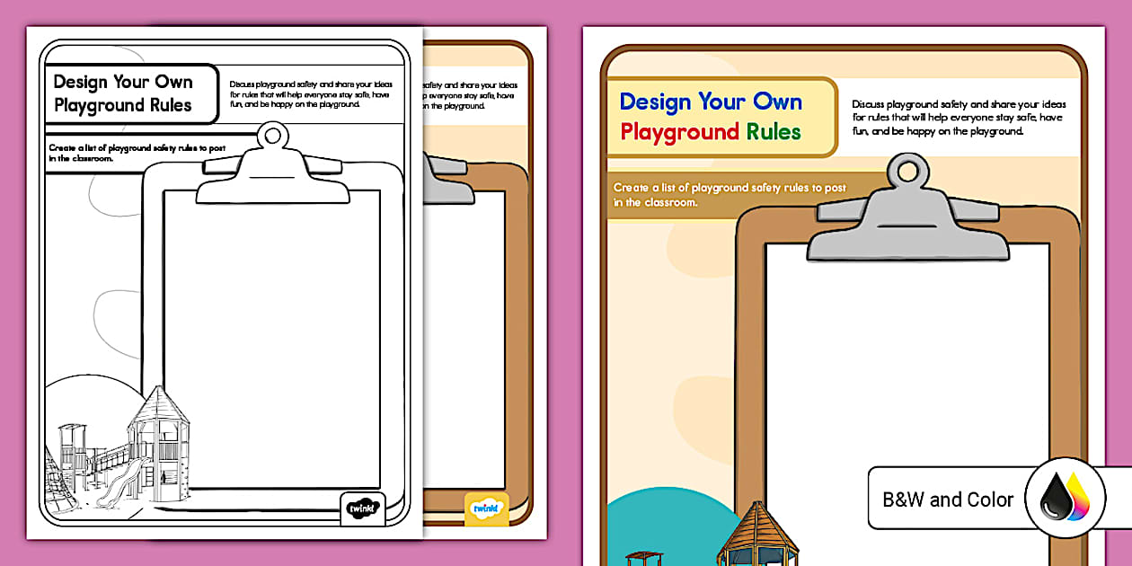 Design Your Own Playground Rules Poster for K-2nd Grade