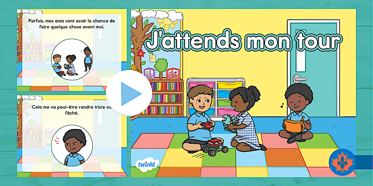 Social Story Waiting Your Turn PowerPoint French - Twinkl