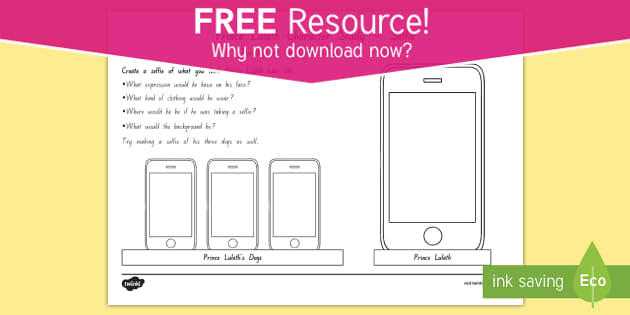 FREE! - Prince Lulath Selfie Worksheet / Worksheet to Support Teaching on