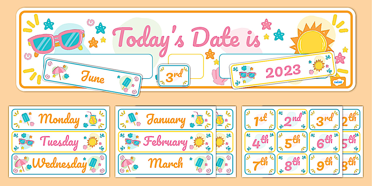 Summer Vibes Themed Today's Date Display Pack (teacher made)