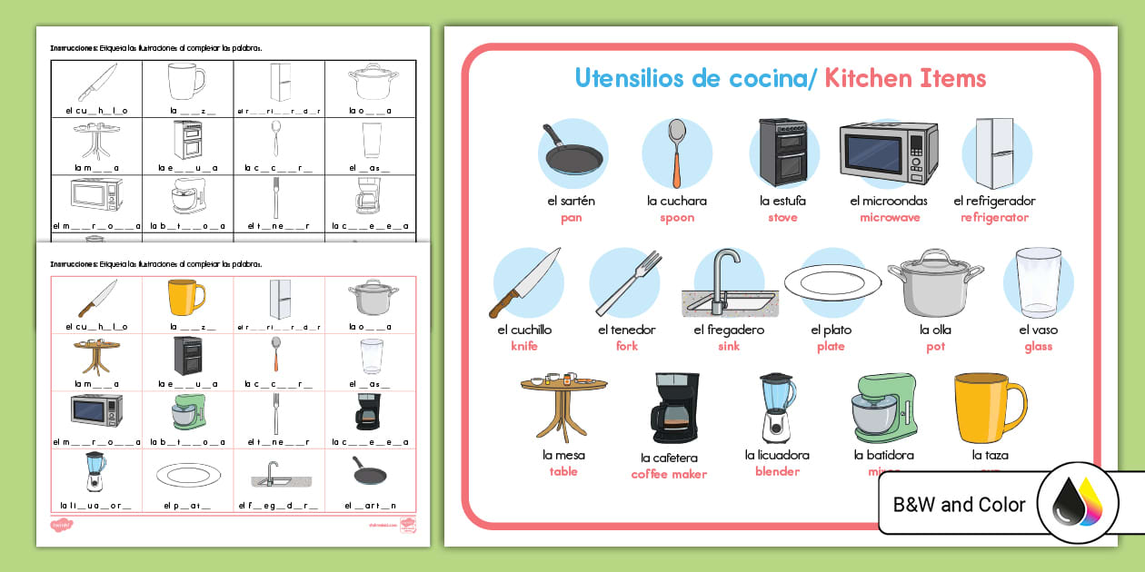 Kitchen Items in Spanish | Resource | Twinkl USA - Twinkl