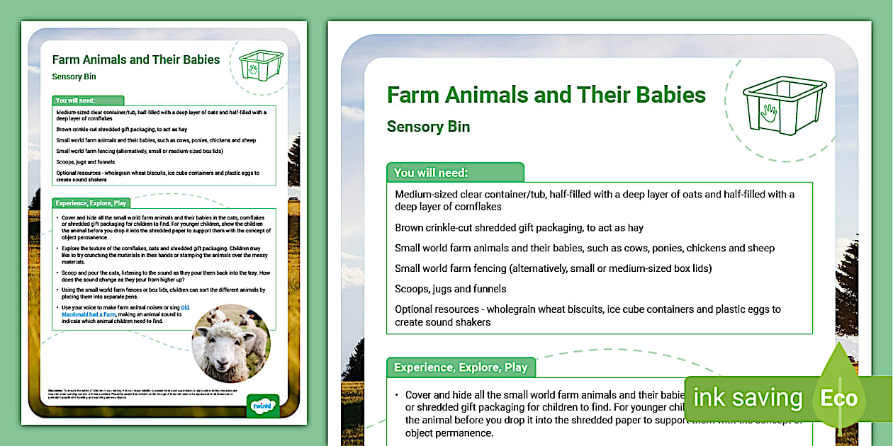 Farm Animals and Their Babies Sensory Bin | Twinkl - Twinkl