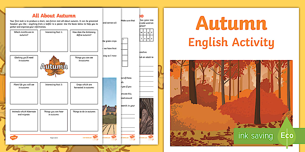 Autumn Booklet | English Year 3 Activity Book and Answers