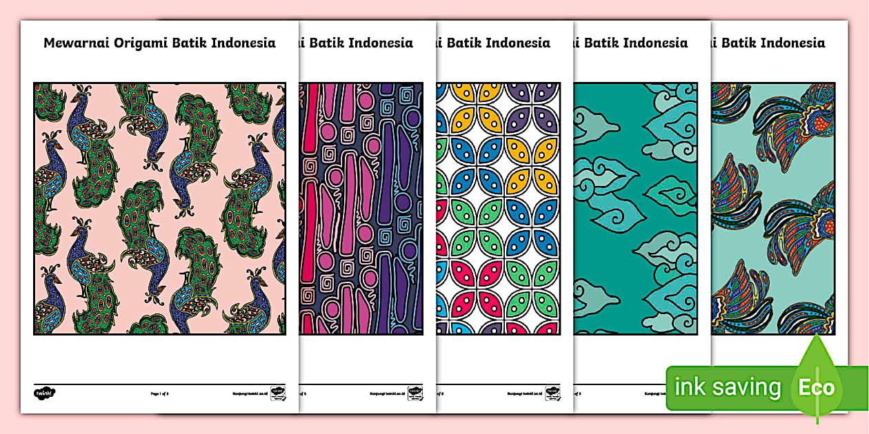 Mewarnai Origami Batik Indonesia (teacher made) - Twinkl