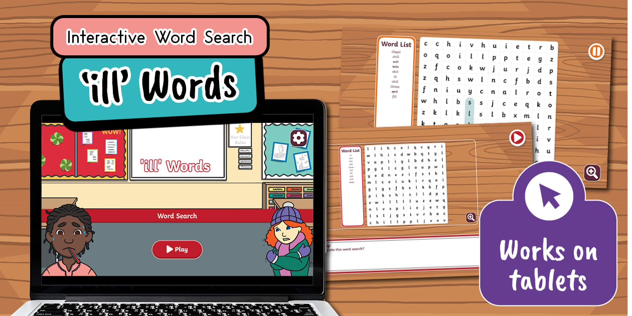 'ill' Words Interactive Word Search