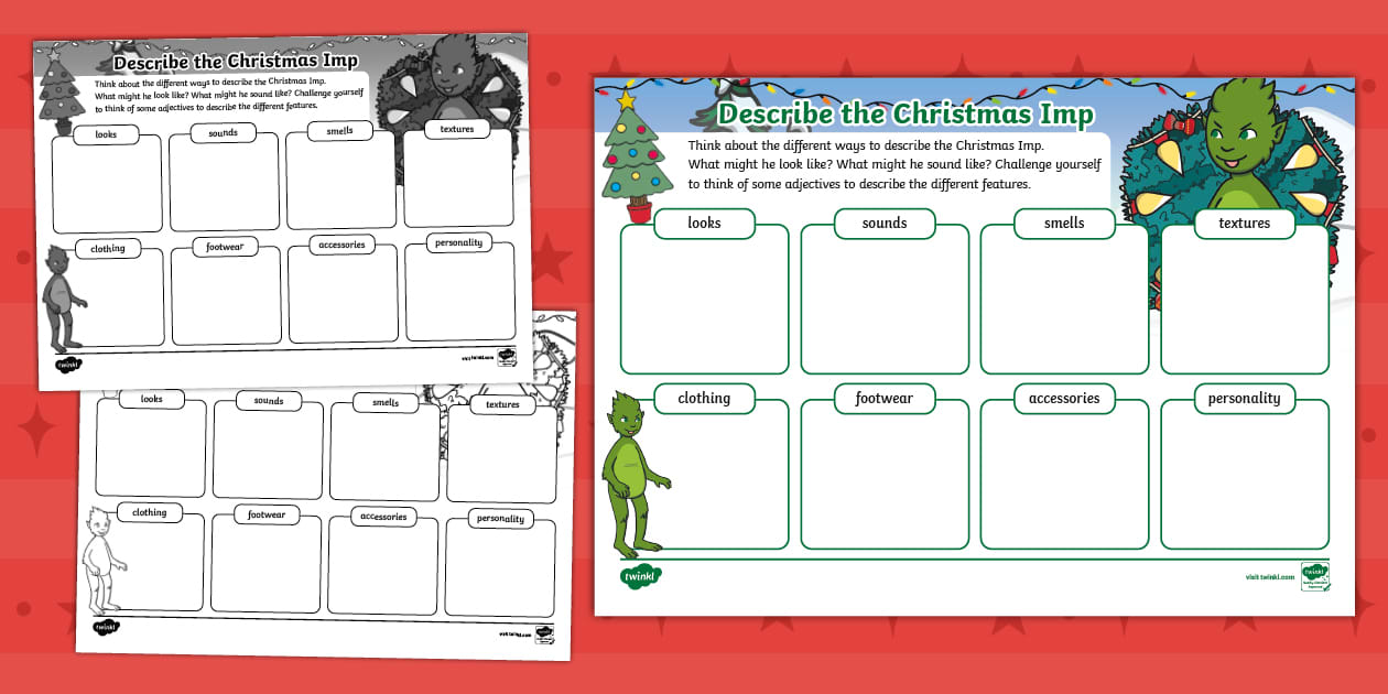 The Christmas Imp Adjectives Worksheet (teacher made)
