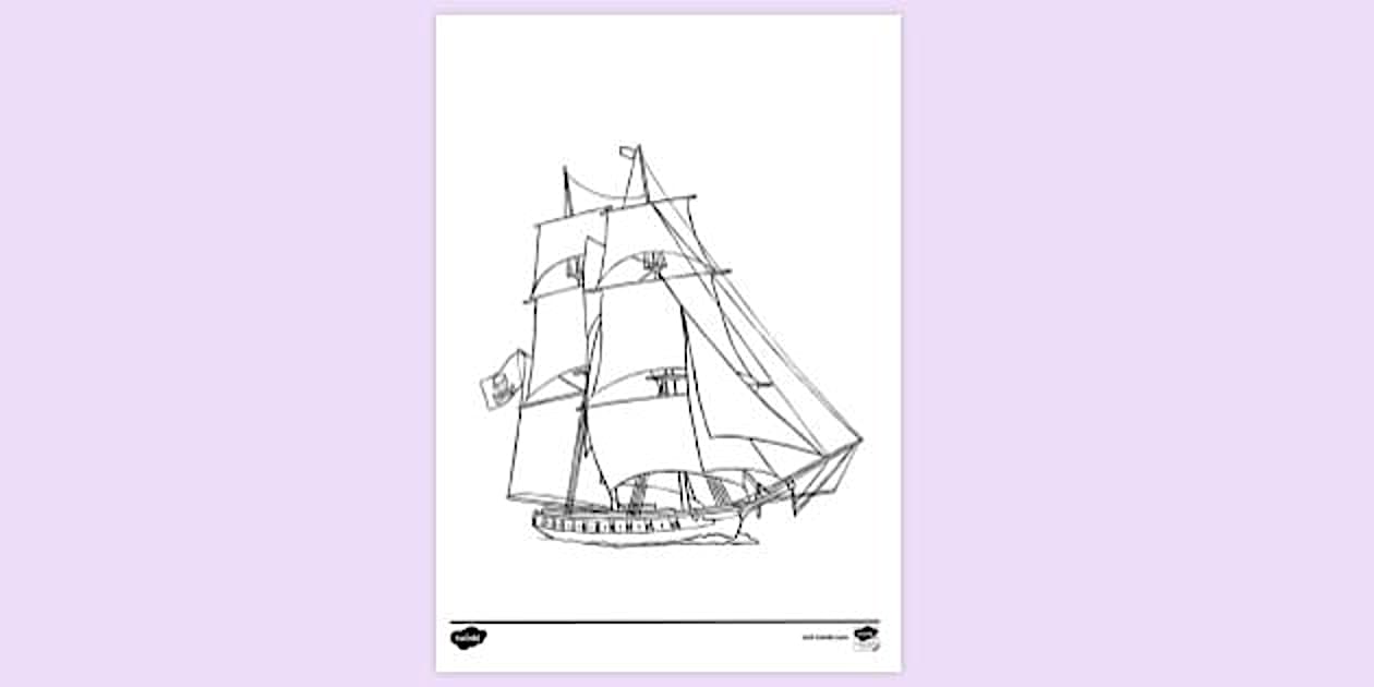 Pirate Ship Colouring Sheet | Colouring Sheets - Twinkl