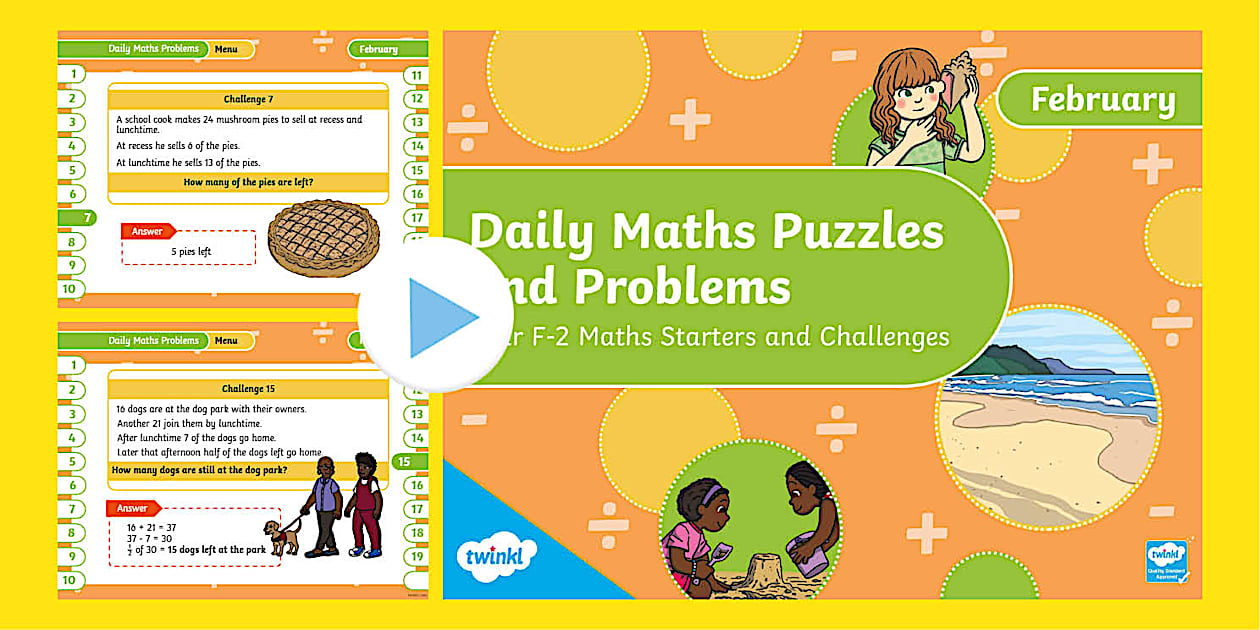 February F-2 Maths Puzzle and Problem Starters - Twinkl