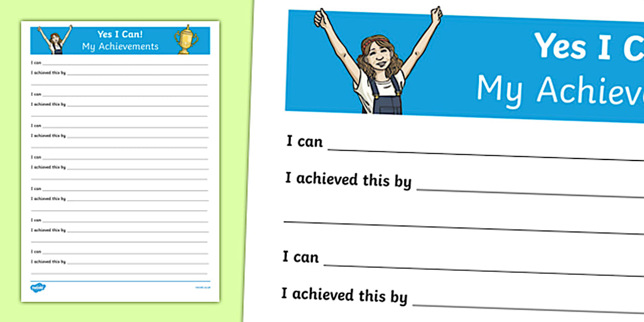 Yes I Can! My Achievements Worksheet / Worksheet, worksheet