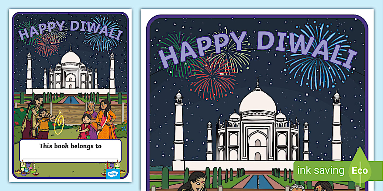 Printable Colourful Diwali Book Cover (teacher made)