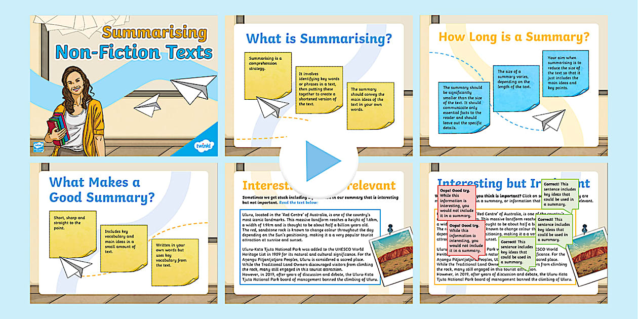 Summarising Non-Fiction PowerPoint | Year 3-6 | Teacher-Made
