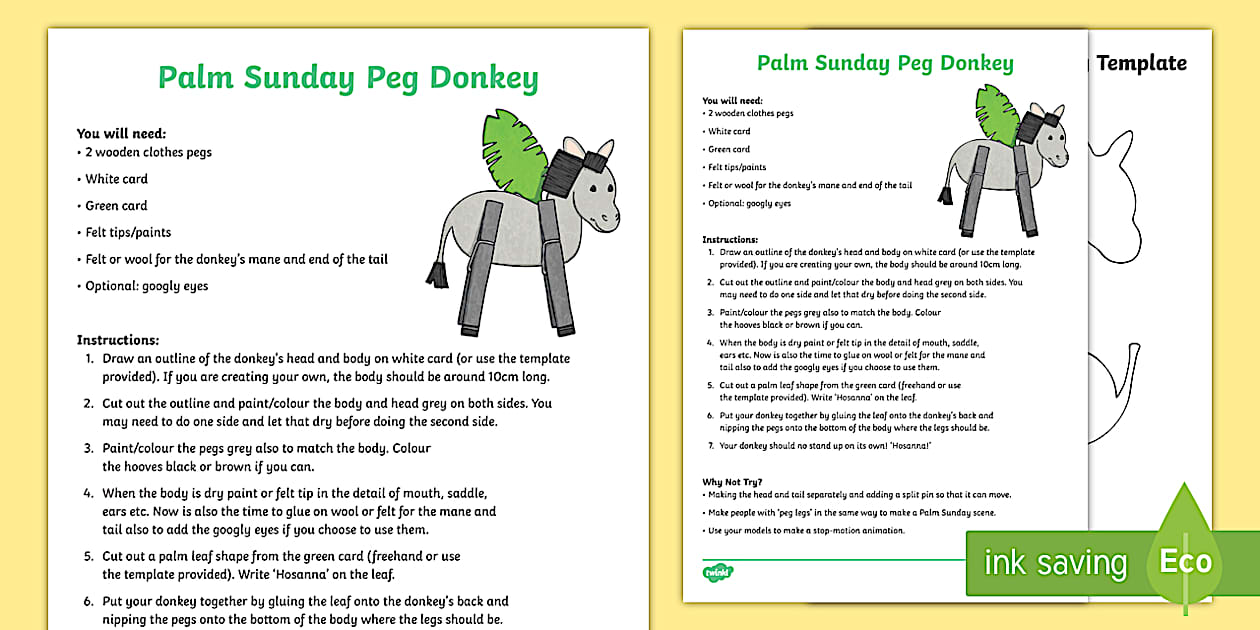 Palm Sunday Craft | Twinkl Peg Donkey Craft (Teacher-Made)